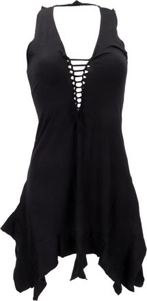 Guru Shop Pixi Minikleid, Goa Kleid - Schwarz, Damen, Baumwolle, Size:S