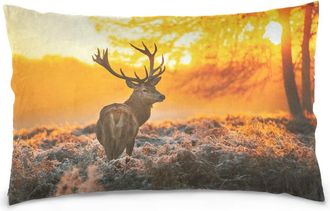 Linomo Kissenbezug 40x60 cm, Tierwelt Tier Hirsch Dekorative Kissenbezug Kissenhülle für Couch Sofa Bett Hause