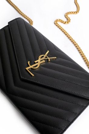 Saint Laurent Monogram Chain Wallet In Grain De Poudre Embossed Leather