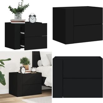 vidaXL Wand-Nachttisch Schwarz 45x30x35 cm - Wandregal - Nachtk&auml;stchen - M&ouml;bel Schwarz - Wohnraumgestaltung - Holzwerkstoffeinrichtung - Home & Living