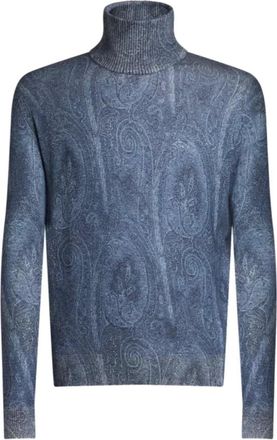 Etro Homme, Pulls, Bleu, Taille: M Pull col roul&eacute; Paisley