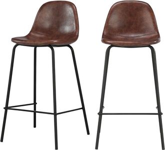 Rendez-Vous Déco Lot de 2 chaises pour îlot central 65 cm en cuir synthétique marron - HENRIK