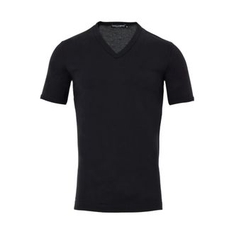 Dolce & Gabbana T-Shirt V-Ausschnitt - - Tops - Herren - Schwarzk - XS