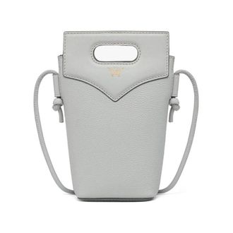 MCM Diamond Pouch zum Umh&auml;ngen aus genarbtem Leder - - Bags - Damen - Grau - ONE SIZE