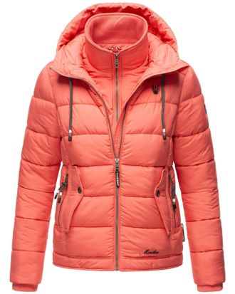 Marikoo Damen Steppjacke leicht gefüttert Winterjacke mit Kapuze B940 [B940-Taisaa-Pri-Rosa-Co-Gr.M]