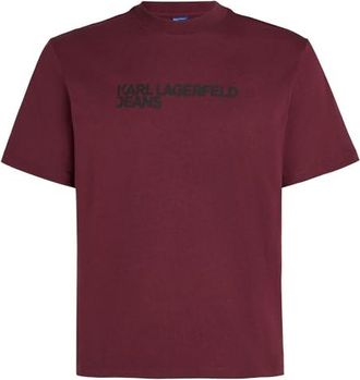 Karl Lagerfeld Karl Lagerfeld Jeans, Femme, T-Shirt &Agrave; Manches Courtes Et Logo Essentiel, Coupe Classique, Violet, XL