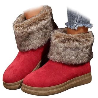 Generic Bottines pour femme - Doublure polaire - Chaude - Semelle épaisse - Confortable - En coton - Décontractée - Antidérapante - Pour lhiver et lextérieur,