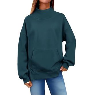 Generic Sweatshirts pour femmes, sweatshirts pour femmes, couleur unie, haut surdimensionn&eacute;, col rond, manches longues, automne hiver, d&eacute;contract&eacute;, confortabl
