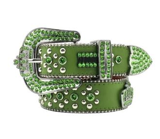 Generic Ceinture en cuir PU avec strass pour femme Style Hip Hop Punk Jeans Ceinture Fashion Streetwear, 19, jusquà 3 mois