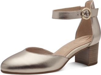 Tamaris Comfort Damen Pumps mit Riemen aus Leder Elegant, Gold (Lt Gold), 38 EU