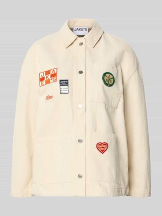 Jake*s Casual Regular Fit Hemdjacke mit Motiv-Patches