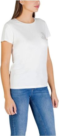 Liu Jo Femme, Tops, Blanc, Taille: 40 FR T-shirt en coton &agrave; manches courtes et col rond