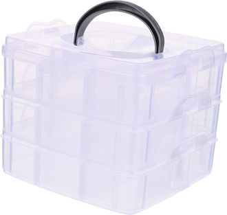 Supvox Dekorative Mehrschichtige Aufbewahrungsbox aus Umweltfreundlichem Kunststoff Transparenter Washi Tape Organizer mit F&auml;chern f&uuml;r B&uuml;ro und Bastelbedarf