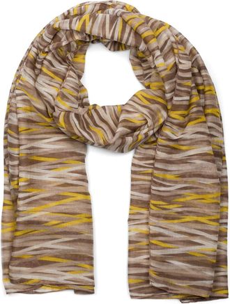styleBREAKER Damen Schal mit bunt &uuml;berlappendem Streifen Muster, leichtes Tuch, Stola 01016205, Farbe:Braun-Beige