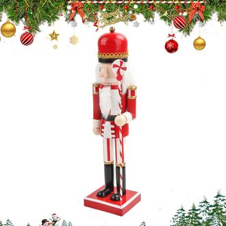 Generic 38 cm traditioneller Nussknacker-Soldat - Weihnachtsfigur aus Holz f&uuml;r, Kaminsims, Tischplatte | Weihnachtsdekoration f&uuml;r Wohnzimmer, B&uuml;ro, K&uuml;che, fes