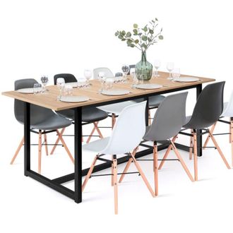 IDMarket Idmarket - Table à manger extensible rectangle detroit 6-10 personnes design industriel 160-200 cm