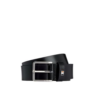 HUGO BOSS Homme, Accessoires, Noir, Taille: 110 CM Ceintures en cuir italien avec drapeau m&eacute;tallique