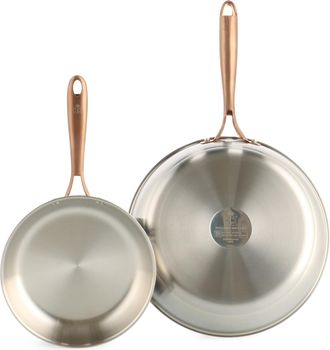 BK Cookware Rose 2-teiliges Bratpfannen-Set aus Edelstahl, 20/28cm, Silber