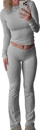 SHEKINI Pyjama long &agrave; manches longues pour femme - Ensemble pyjama 2 pi&egrave;ces - Tenue de maison - V&ecirc;tement de nuit - V&ecirc;tement de d&eacute;tente - Haut et pantalon conf