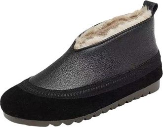 Generic Bottines imperm&eacute;ables pour femme - Couleur pure - Antid&eacute;rapantes - D&eacute;contract&eacute;es - Doublure en peluche - Chaussures courtes basiques en daim - Confort