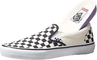 Vans Slipon Skateboard Chaussures de Sport Baskets &Eacute;checs Unisexe Adulte Version Skateboard Semelle Extractable 2025, &Eacute;checs Natural Black, 40 EU