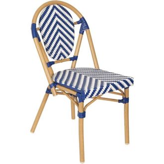 Oviala Oviala - Chaise de jardin style bistrot parisien en aluminium et rotin bleu