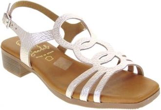 Generico OH MY SANDALS 5339 Sandales de Sport Femme Cuir Talon Grosse 3cm Semelle Caoutchouc, Champagne, 42 EU