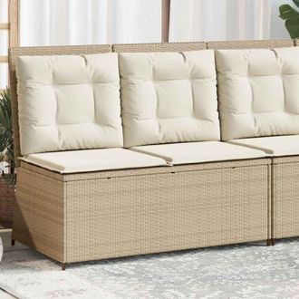 vidaXL Banc inclinable de jardin avec coussins beige r&eacute;sine tress&eacute;e vidaXL