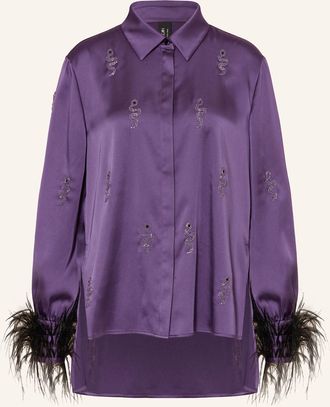 Marc Cain Hemdbluse Aus Satin Mit Schmucksteinen lila