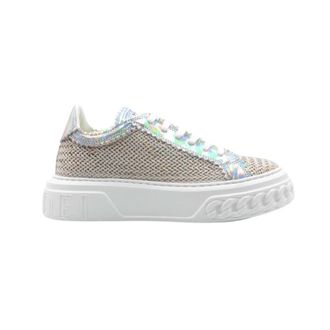 Casadei Silberne Sneakers mit gewebter Kette - - Shoes - Damen - Beige - 37 EU