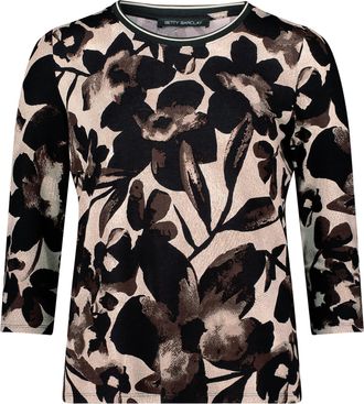 Betty Barclay Damen Basic Shirt mit Rundhalsausschnitt 44, Beige/Braun