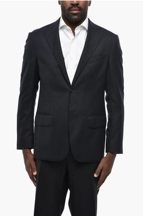 Corneliani Half Linen Virgin Wool 1-Button Blazer wit Flap Pockets size 50