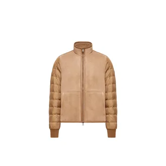 Moncler Moncler Doudoune Courte R&eacute;versible Crachin En Shearling Et Nappa, Homme, Beige, Taille: 2