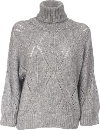 PESERICO Femme, Pulls, Gris, Taille: 38 FR Pull Col Roul&eacute; en M&eacute;lange dAlpaga