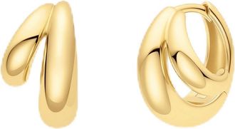 Ania Haie Damen Creolen TIDE ECHO aus 925 Sterling Silber 14k vergoldet, Durchmesser: 10,5 mm, inkl. Geschenkverpackung