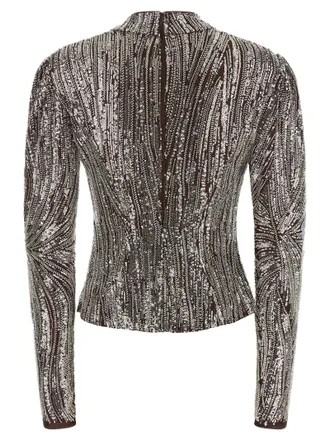 Paco Rabanne Sequin-Embroidered Blouse - Brown