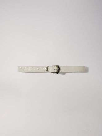 Maje Ceinture En Cuir &Agrave; Boucle Grunge - Blanc - Maje