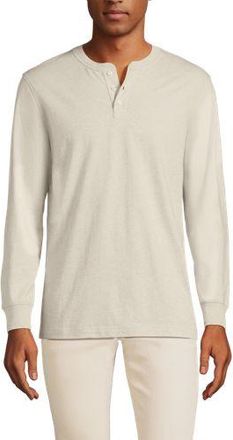 Lands End Super-T Langarm-Henleyshirt, Classic Fit, Herren, Größe:52-54 regular, Weiß, Baumwolle, by Lands End