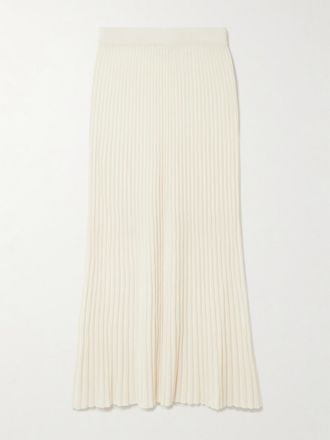 arch4 Jupe Midi En Cachemire Biologique Côtelé Nillie - Ivoire