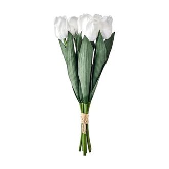 Mikasa Mikasa K&uuml;nstliche Tulpen, k&uuml;nstliche Blumen, wei&szlig;e Tulpenstiele mit Gr&uuml;n, Set mit 7 realistischen Kunststoff-Seidenblumen, gef&auml;lschter Tulpenstrau&szlig; f&uuml;