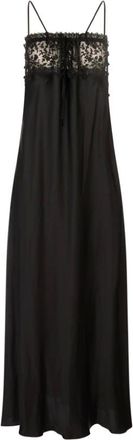 Chlo&eacute; Femme, Robes, Noir, Taille: 34 FR Robe Longue en Soie &agrave; Bordures en Dentelle