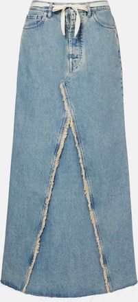Maison Margiela Jupe longue en denim effiloch&eacute;e