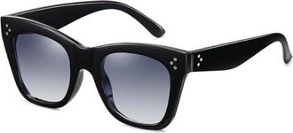 Generic Lunettes de soleil rétro oeil de chat pour femmes mode rivets décoration nuances UV400 hommes dégradé lunettes de soleil, Noir brillant gris, Taille u