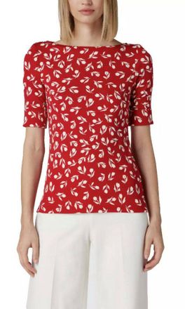 Lauren Ralph Lauren Blusentop Bluse mit Blumenmuster Blusentop Shirt T-shirt Tee Florales Muster, U-Boot-Ausschnitt, fixierte &Auml;rmelabschl&uuml;sse