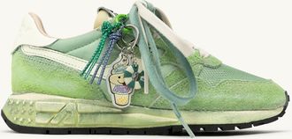 Autry BASKETS REELWIND SUPER VINTAGE EN DAIM ET NYLON BLANC ET SAUGE