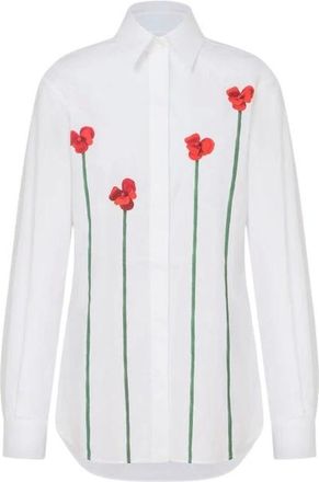 Moschino Femme, Blouses et Chemises, Blanc, Taille: 42 FR Chemise Imprim&eacute;e en Popeline de Coton