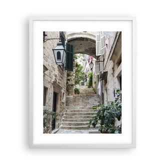 Arttor Poster Wei&szlig;rahmen Deko 40x50cm Kroatien Treppe Dubrovnik Wandposter Art Prints Wanddeko Bild Wand Kunstdruck Wandbilder Dekoration Wohnzimmer Schlafzi