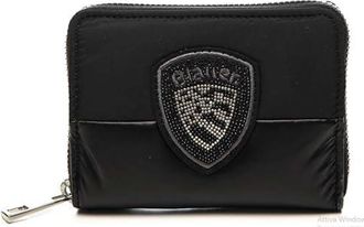 Blauer Portefeuille femme avec porte-monnaie noir femme 12 x 9 x 3 cm PALM03
