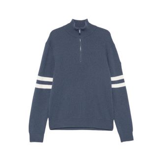 Canada Goose Mckinney Gestreifter Strickpullover mit Viertelrei&szlig;verschluss - - Knitwear - Herren - Blau - M