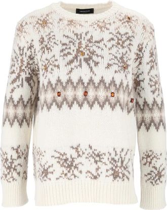 Fabiana Filippi Maglia Girocollo Boxi Platinum Mohair Jacquard - - Knitwear - Damen - Beige - XS